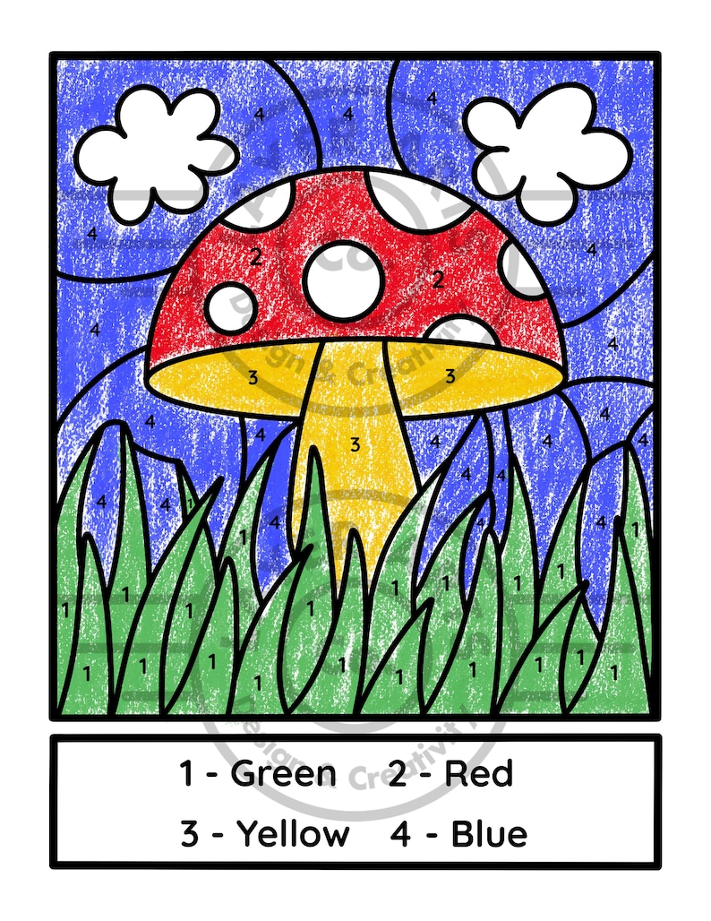 Mushroom Color by Number Classroom Activity Sheet Kindergarten ...