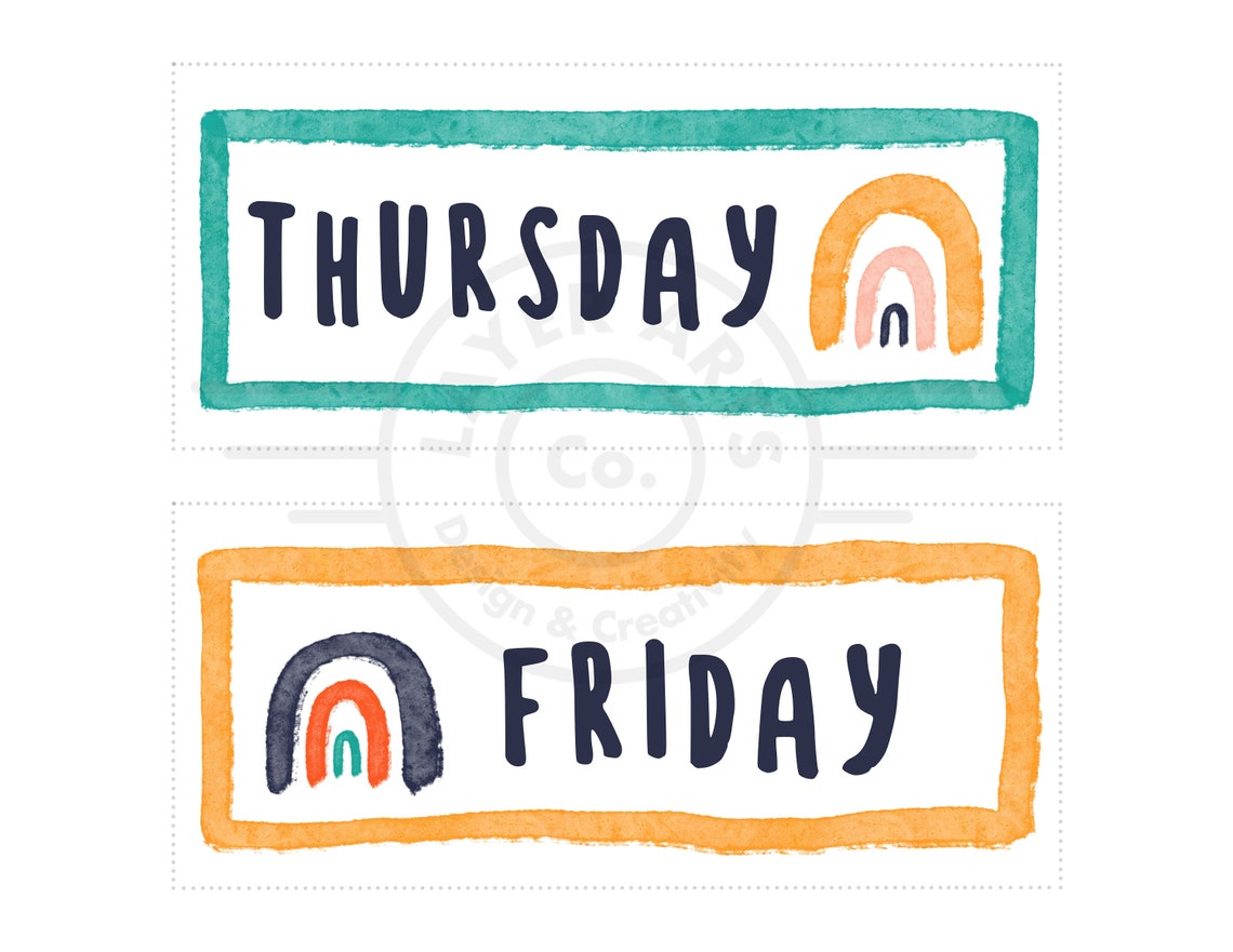 Days of the Week Rainbow Themed Classroom Printable - Etsy