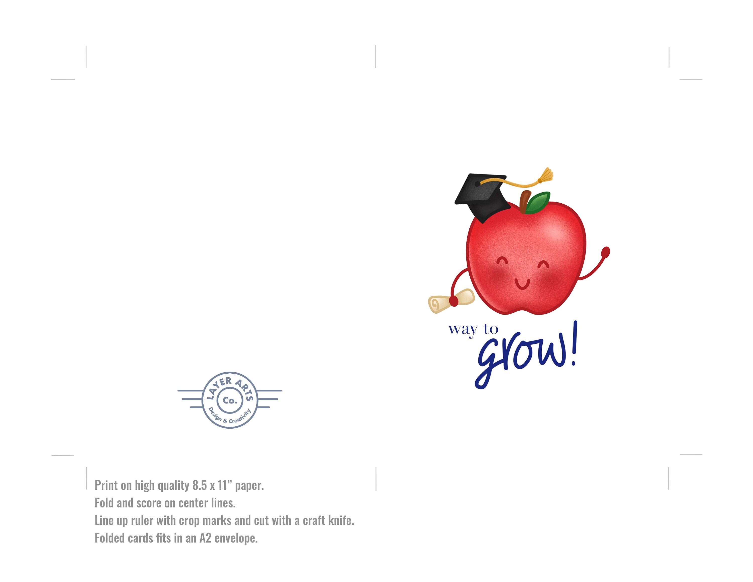 Printable Apple Greeting Card - Food Puns - Graduation Card ...