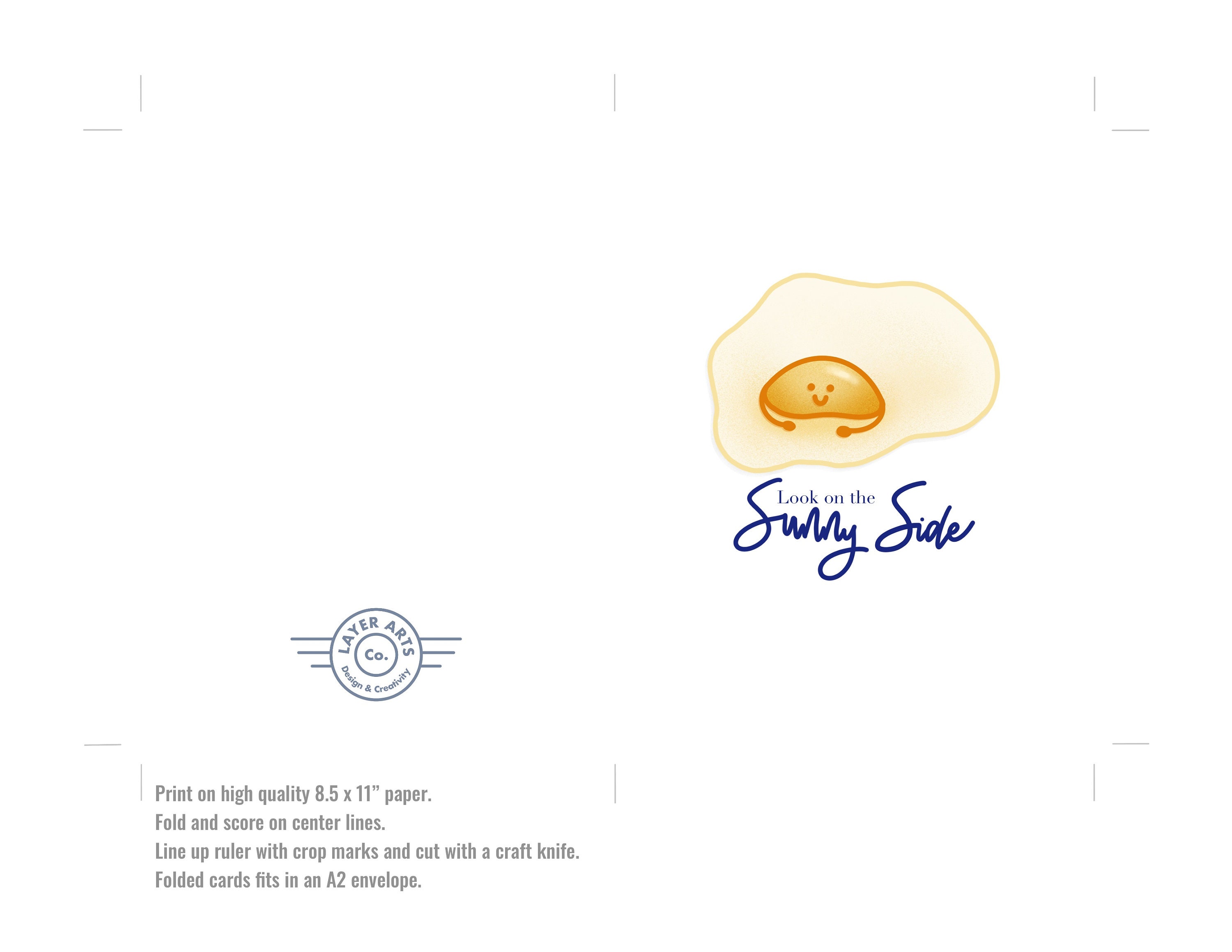 Printable Egg Pun Greeting Card - Look on the Sunny Side (digital ...