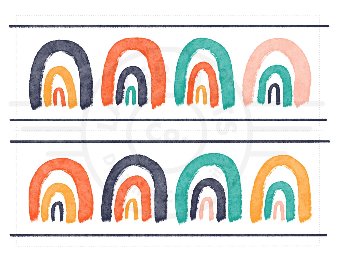 Two Rainbow Bulletin Board Whiteboard Border Borders Boho - Etsy