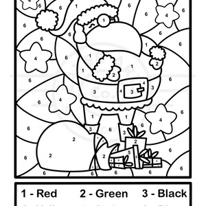 3 Christmas Color by Number Pages - Christmas Activity Pages - Elf ...