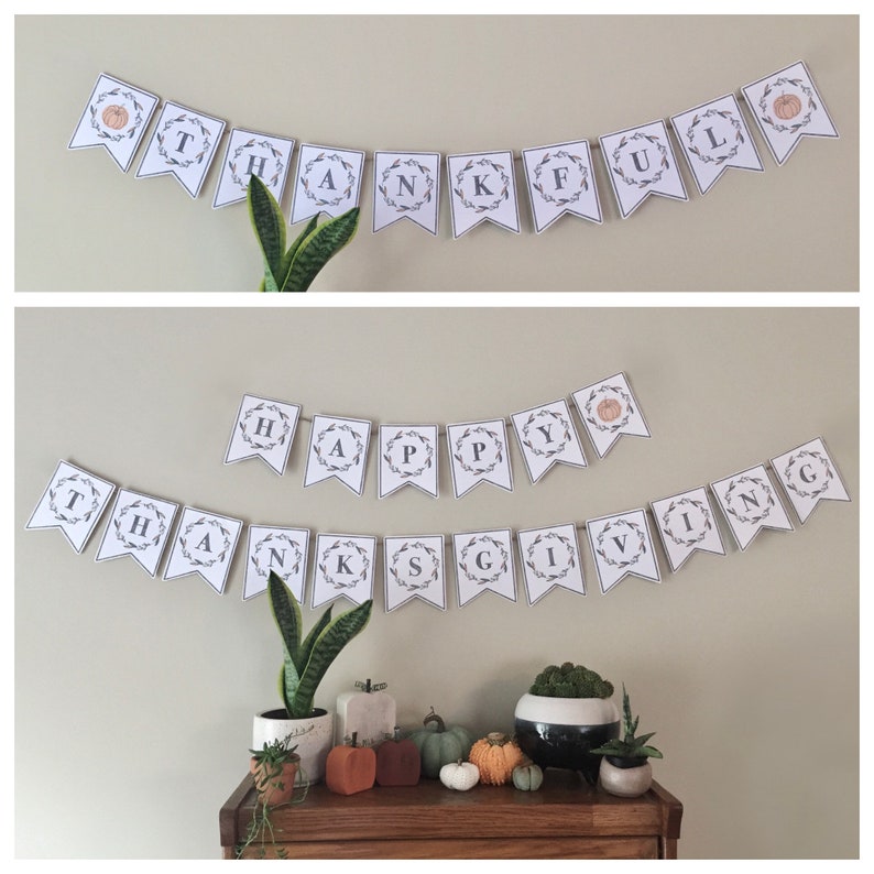 BANNER PRINTABLE - Thankful / Happy Thanksgiving, Thanksgiving Bunting ...