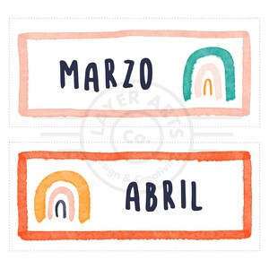 Spanish Months of the Year Rainbow Themed Classroom Printable - Los ...