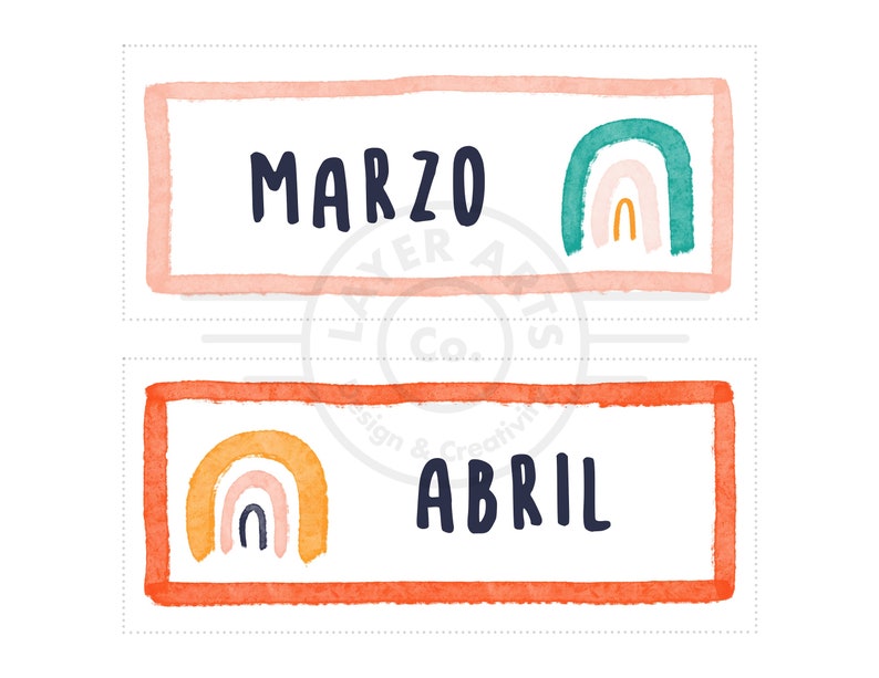 Spanish Months of the Year Rainbow Themed Classroom Printable - Los ...
