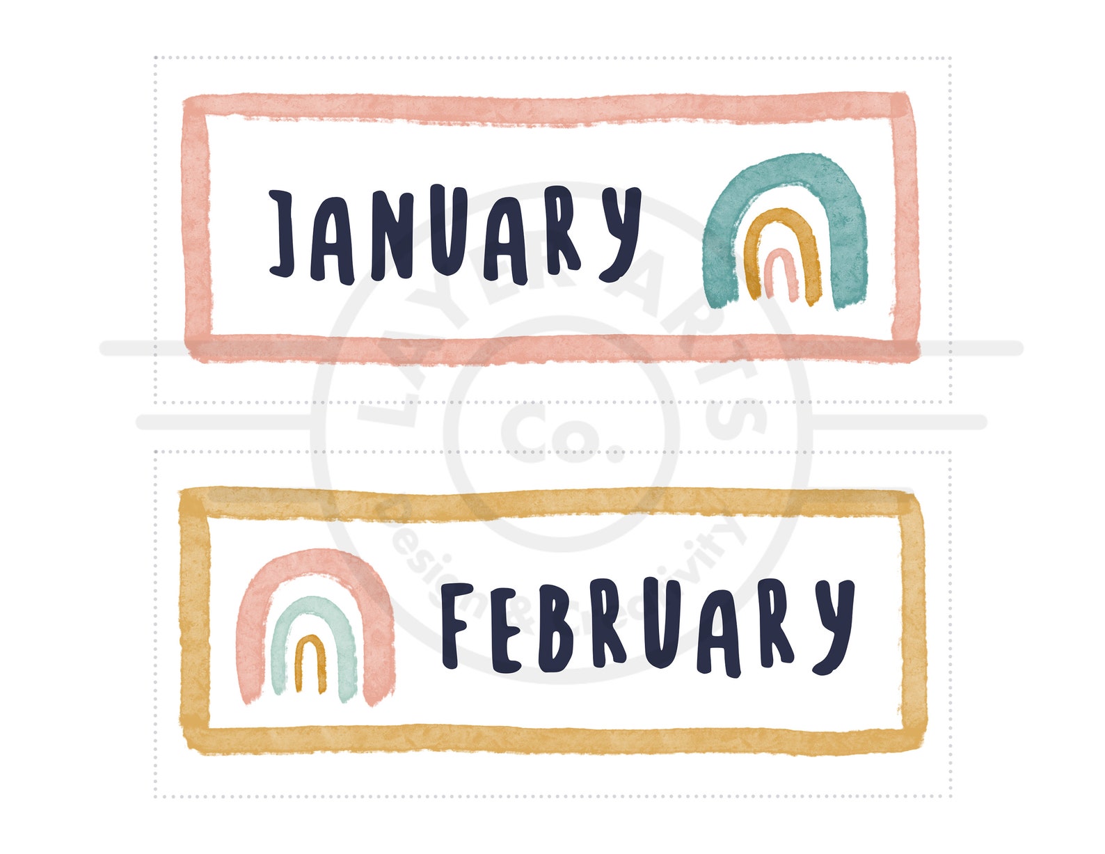 BUNDLE Calendar Boho Rainbow Days of the Week Months of the | Etsy