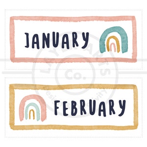BUNDLE - Calendar Boho Rainbow Days of the Week, Months of the Year ...