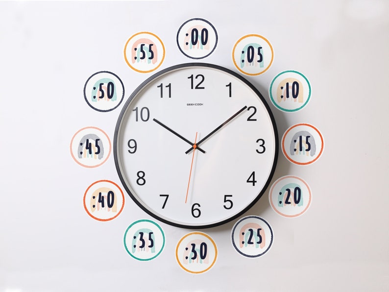 Classroom Clock Labels clock Activity Rainbow Theme - Etsy