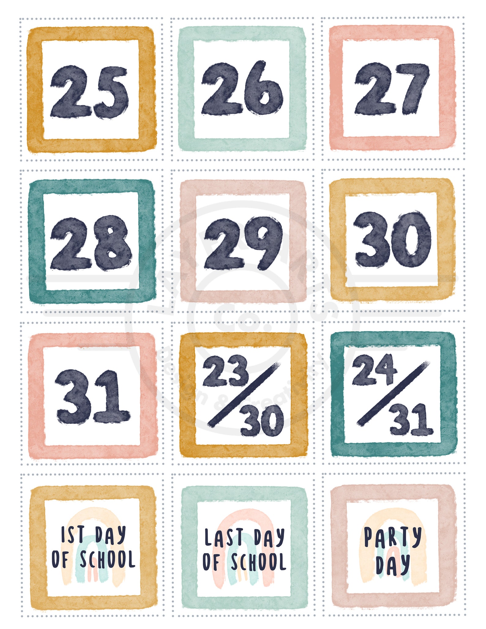 BUNDLE - Calendar Boho Rainbow Days of the Week, Months of the Year ...