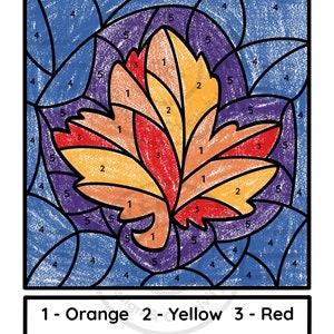 Autumn/fall Leaf Color by Number Coloring Page Maple Thanksgiving ...