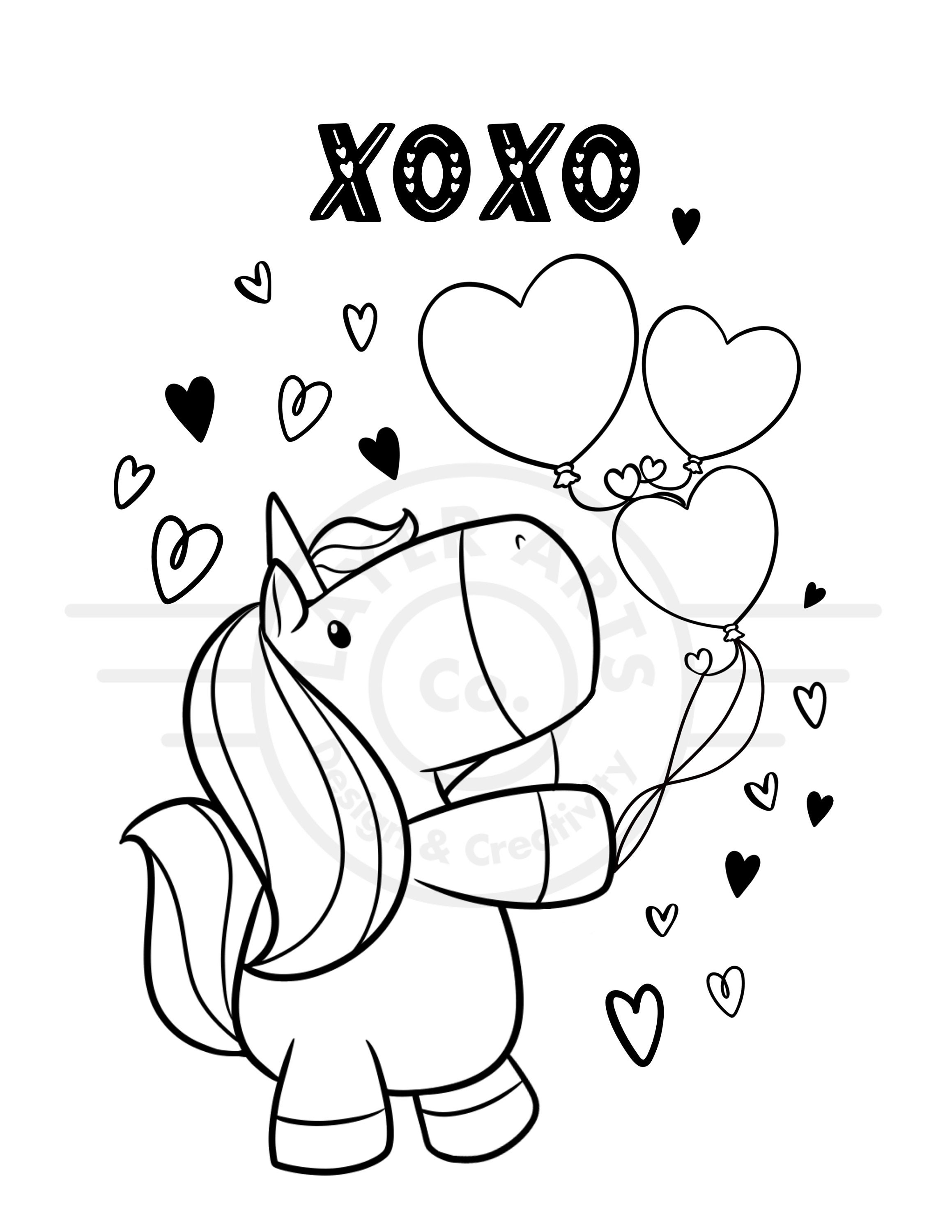 3 Unicorn Valentine Coloring Pages School Valentine Coloring Sheets ...