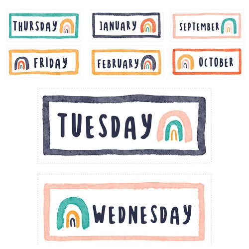Boho Rainbow Days and Months Learning Printables Boho Theme - Etsy