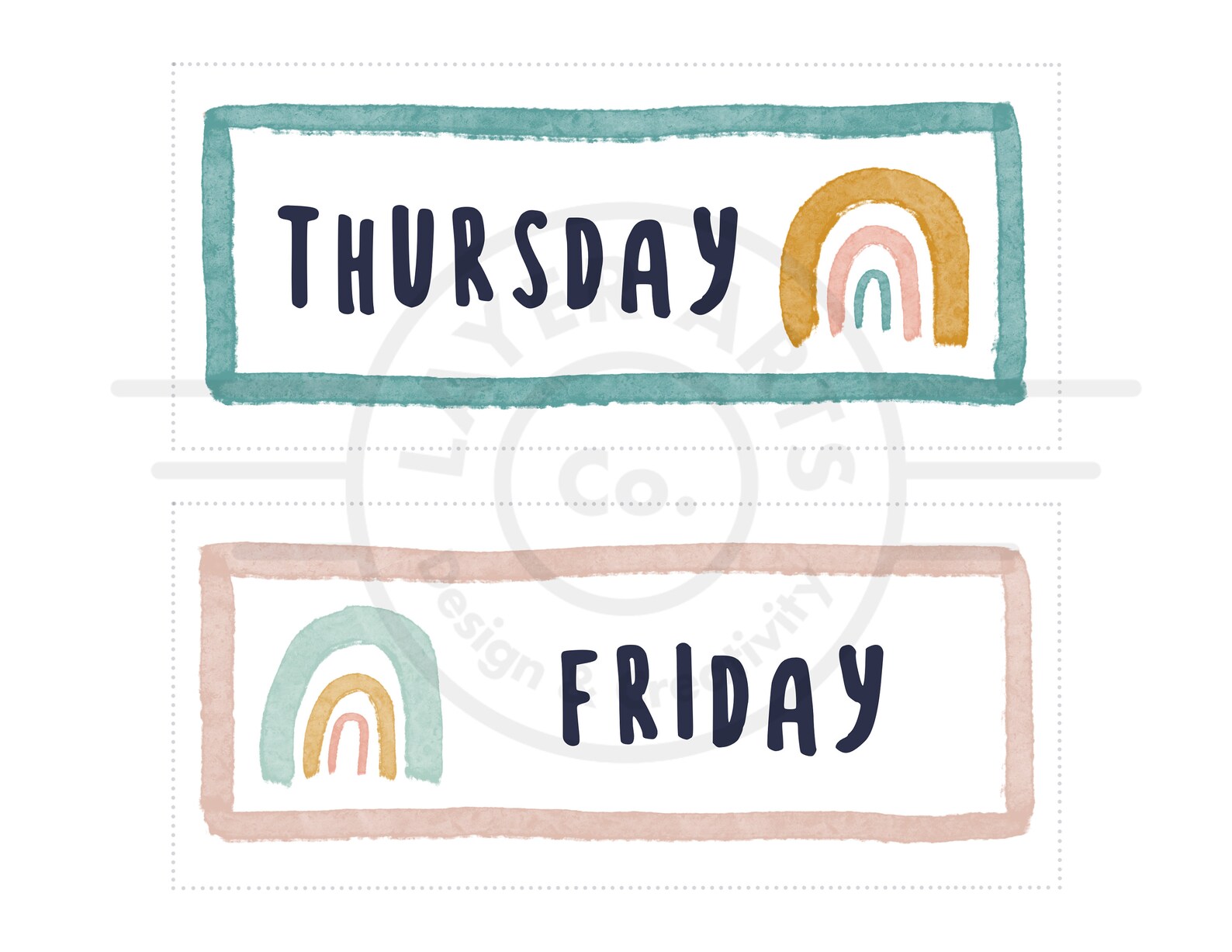 BUNDLE Calendar Boho Rainbow Days of the Week Months of the - Etsy