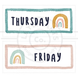 BUNDLE - Calendar Boho Rainbow Days of the Week, Months of the Year ...