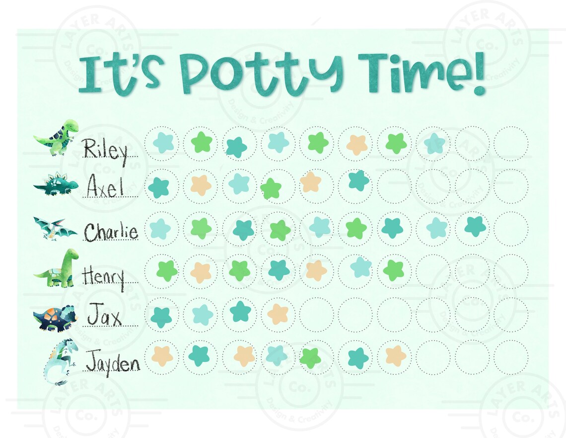Potty Chart Printable - It’s Potty Time Dinosaur Themed Editable ...