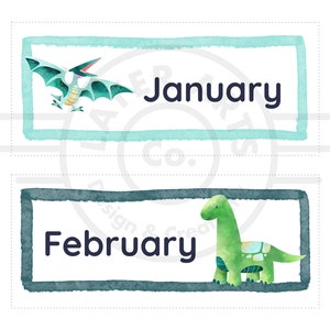 BUNDLE - Pocket Dinosaur Calendar Days of the Week, Months of the Year ...