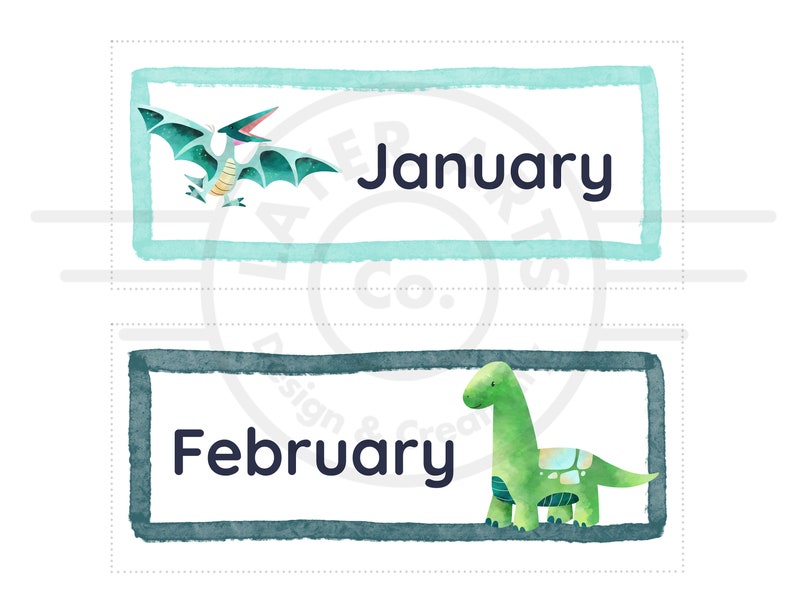 BUNDLE Pocket Dinosaur Calendar Days of the Week Months of | Etsy