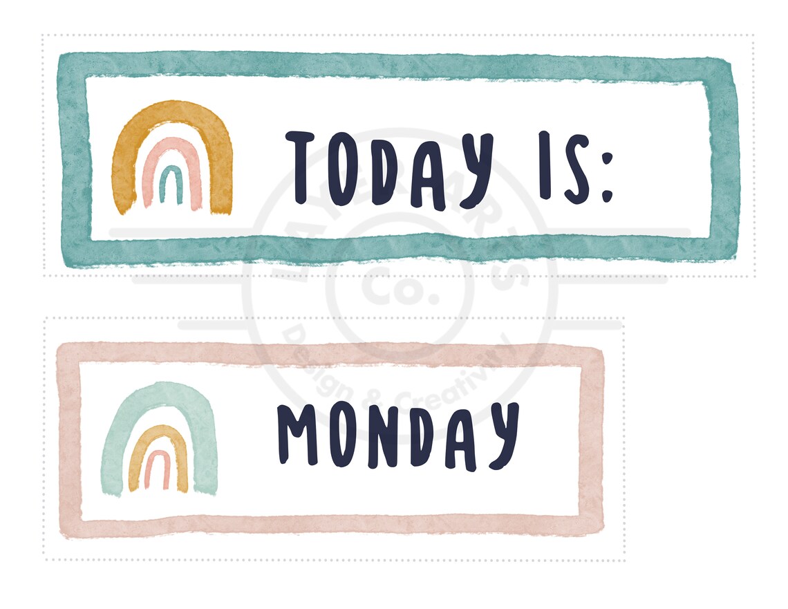 BUNDLE Calendar Boho Rainbow Days of the Week Months of the | Etsy