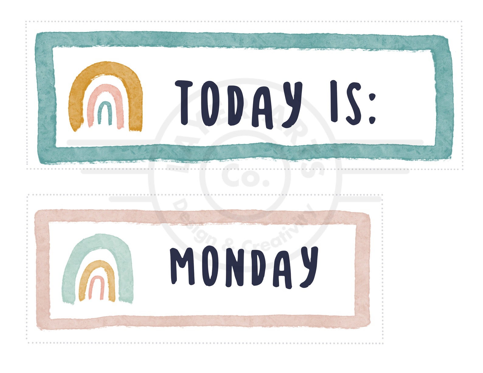 BUNDLE Calendar Boho Rainbow Days of the Week Months of the | Etsy