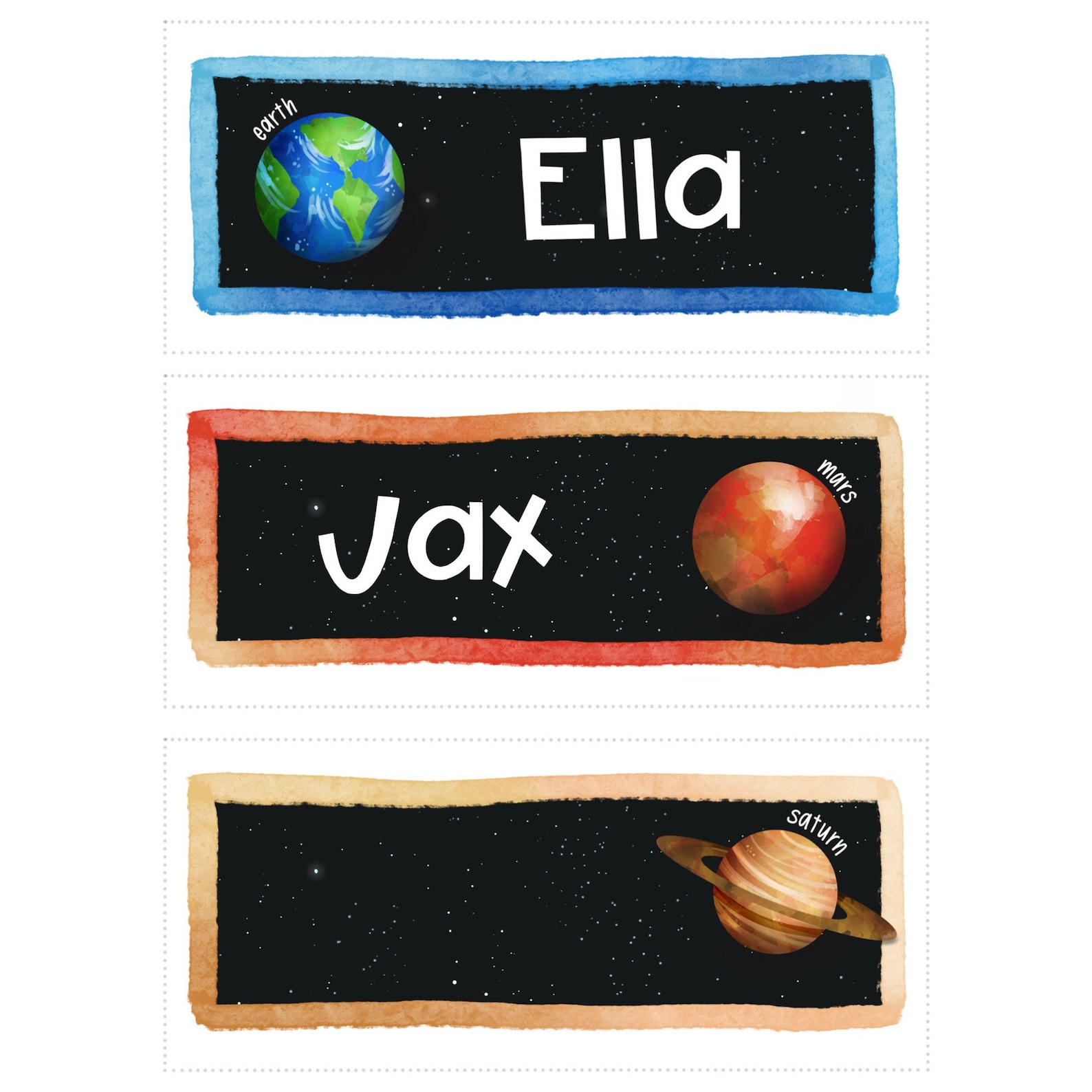 Classroom Name Tags Label Editable Cubby Name Tags Planet Themed ...