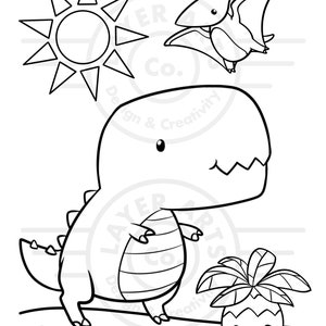 Dinosaur Coloring Pages - 3 Adorable Dinosaur Line Art Coloring Pages ...