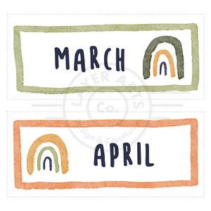 BUNDLE - Calendar Months and Numbers Neutral Themed Classroom Printable ...