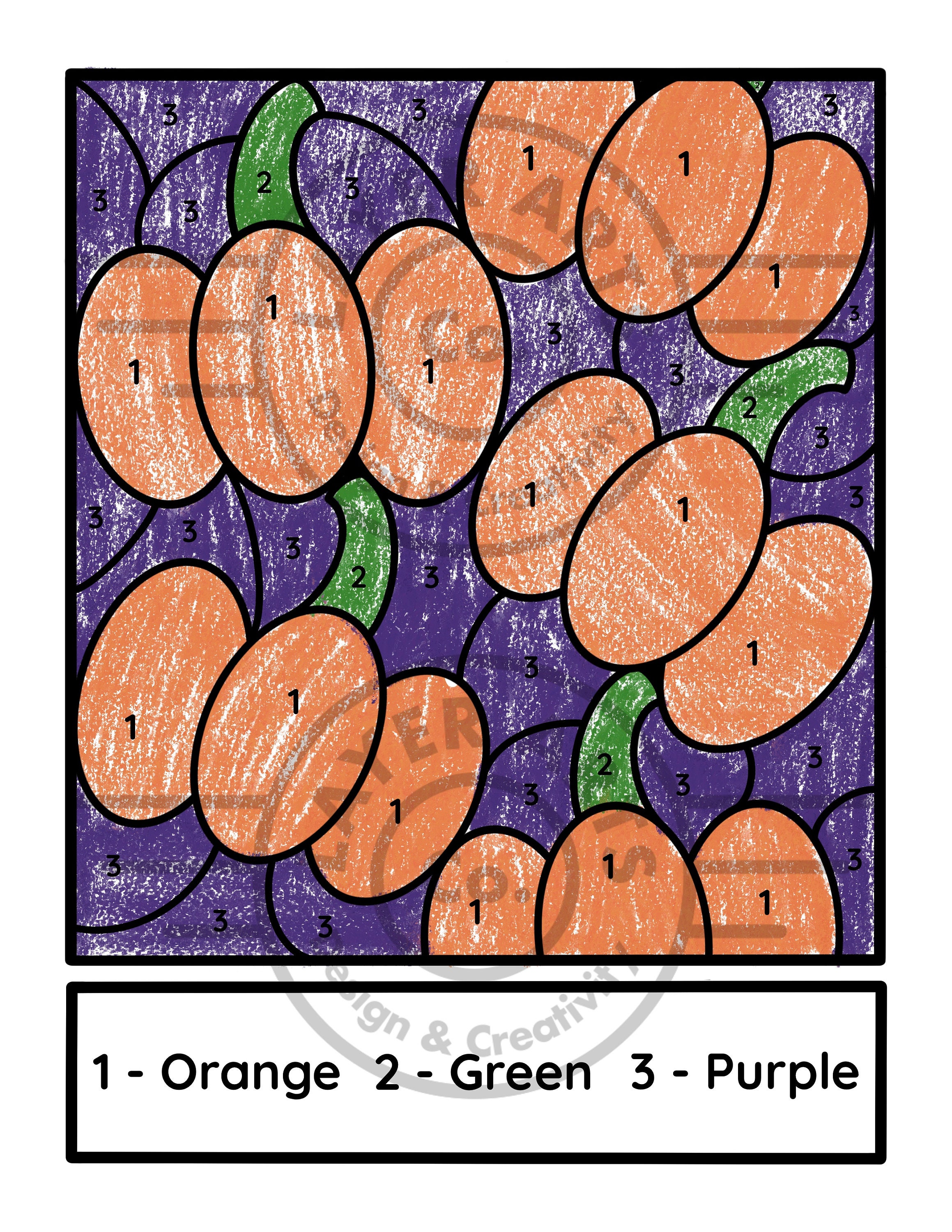 Pumpkin Color by Number Activity Sheet Fall Coloring Page Autumn ...