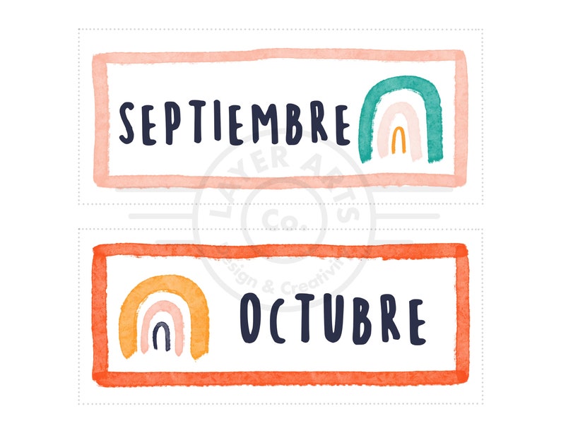 Spanish Months of the Year Rainbow Themed Classroom Printable | Etsy