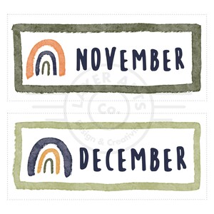 BUNDLE - Calendar Months and Numbers Neutral Themed Classroom Printable ...