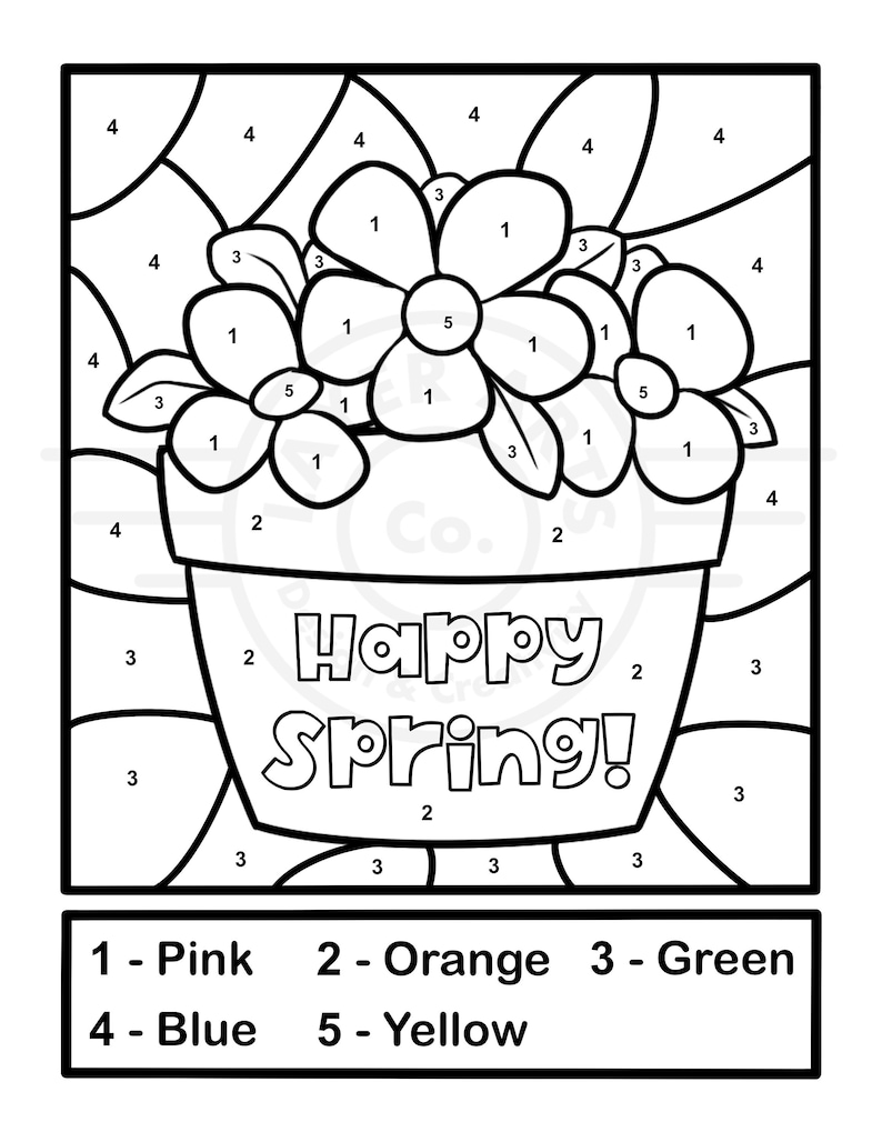 Happy Spring Color by Number Activity Page Classroom Activity Sheet ...