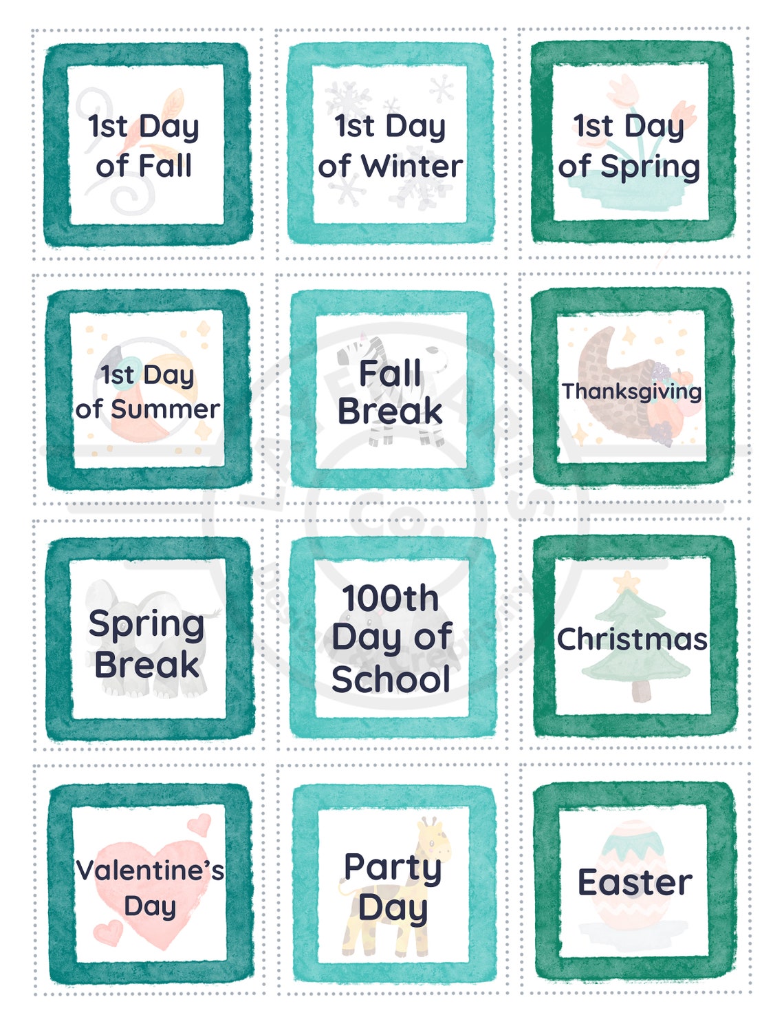 BUNDLE Safari Calendar Months and Numbers Safari Themed - Etsy