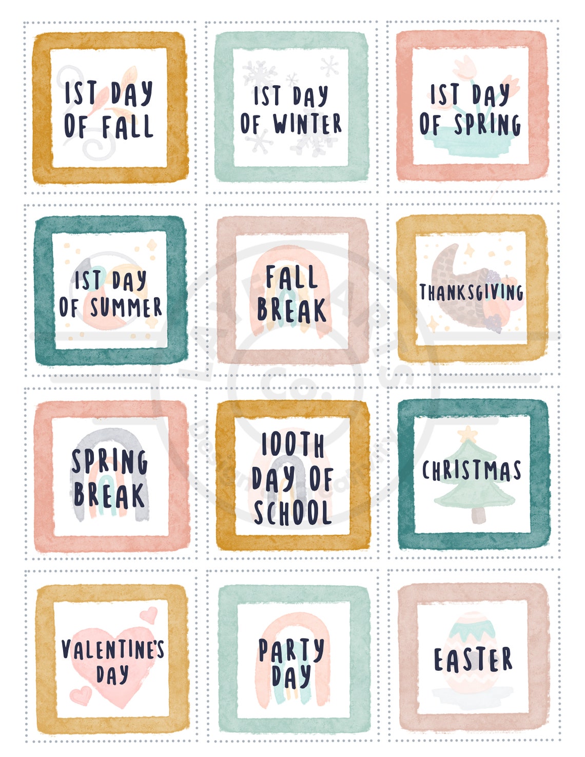 BUNDLE Calendar Boho Rainbow Days of the Week Months of the | Etsy