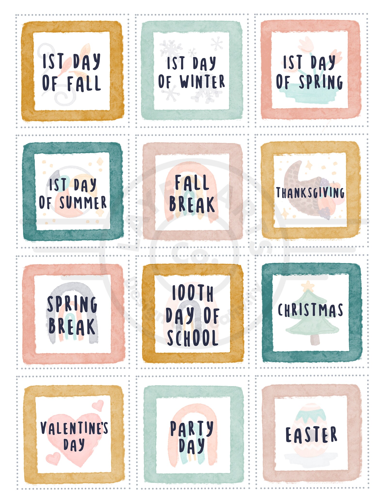 BUNDLE Calendar Boho Rainbow Days of the Week Months of the | Etsy