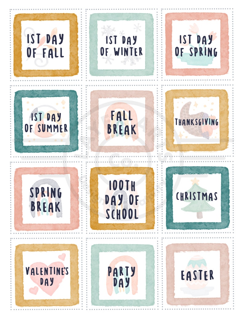 BUNDLE - Calendar Boho Rainbow Days of the Week, Months of the Year ...