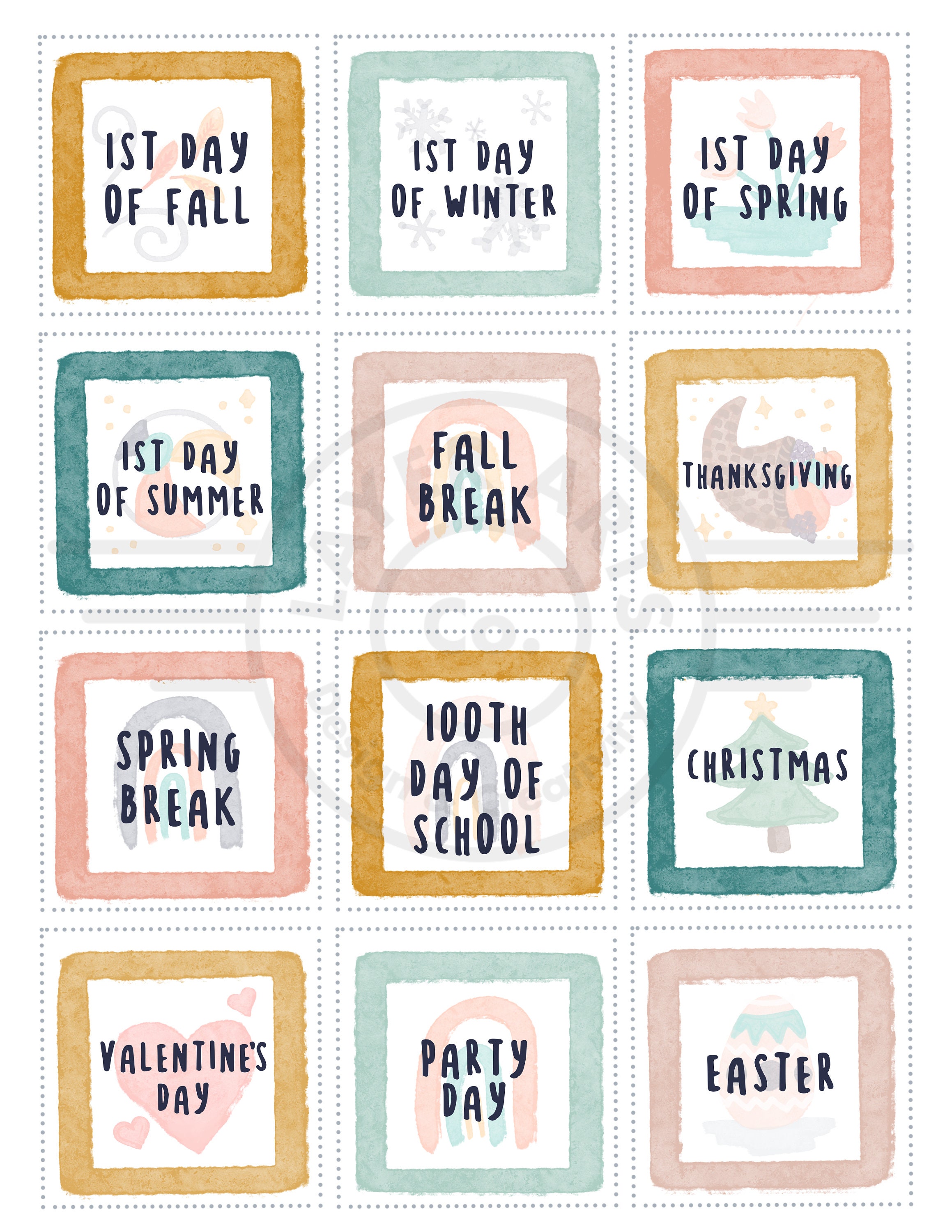 BUNDLE Calendar Boho Rainbow Days of the Week Months of the | Etsy