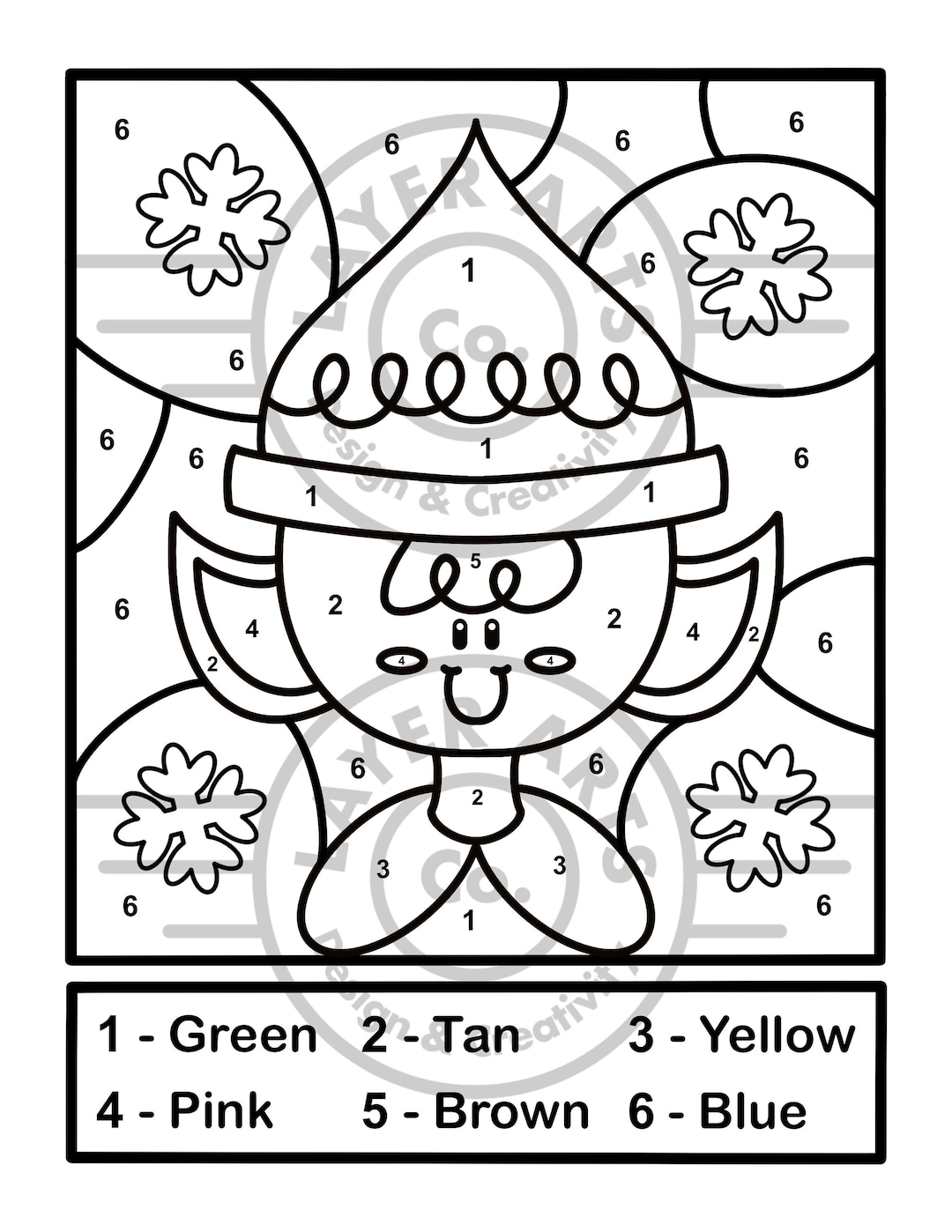 Elf Color by Number Christmas Elf Coloring Page Activity Sheet - Etsy