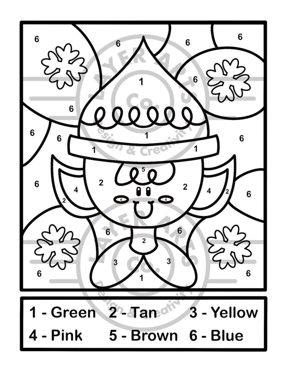 Elf Color by Number Christmas Elf Coloring Page Activity Sheet - Etsy