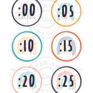 Classroom Clock Labels -clock Activity - Rainbow Theme - Telling Time ...