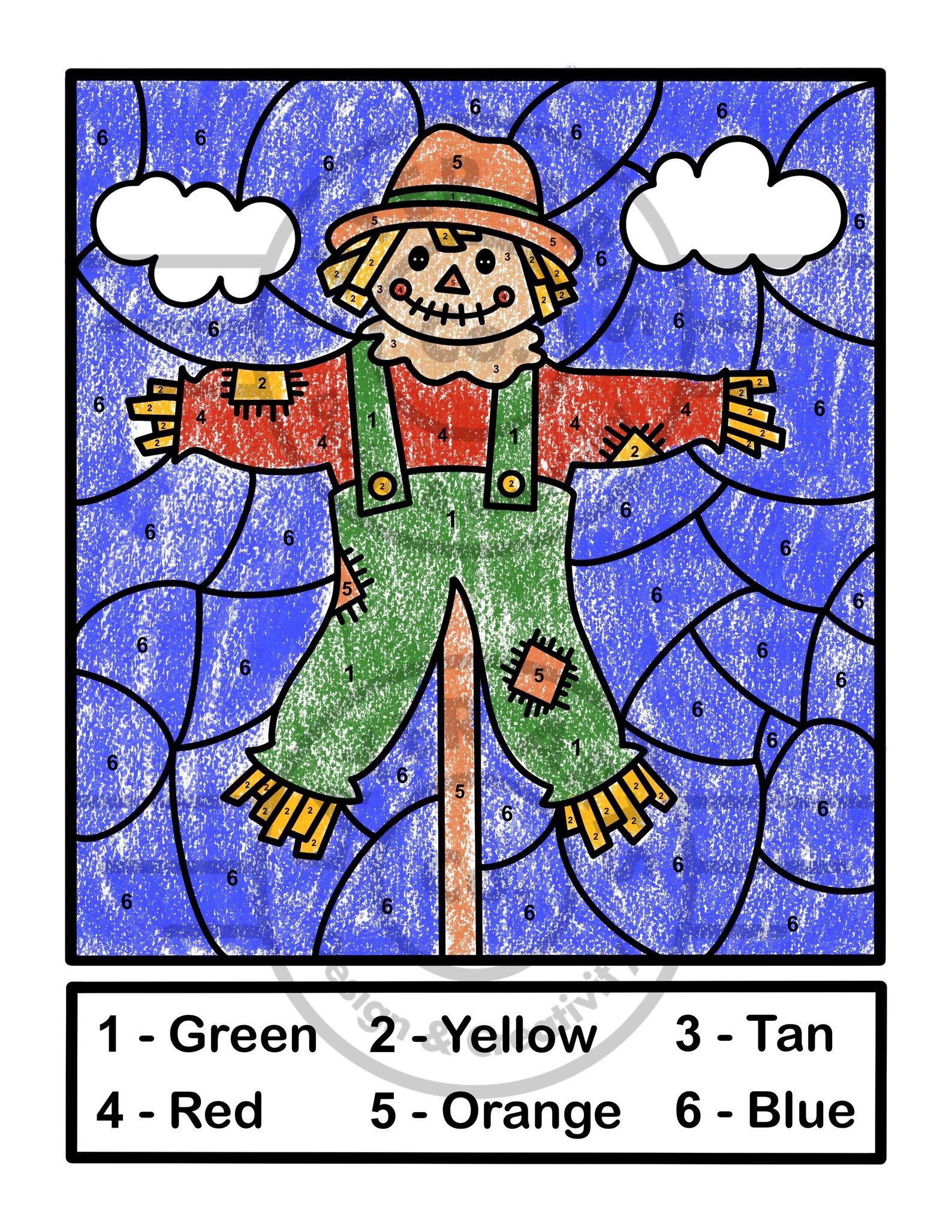 Scarecrow Color by Number Activity Page Autumn Activity Sheet Fall ...