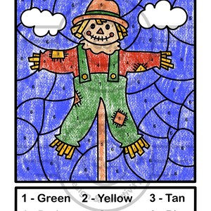 Scarecrow Color by Number Activity Page Autumn Activity Sheet Fall ...