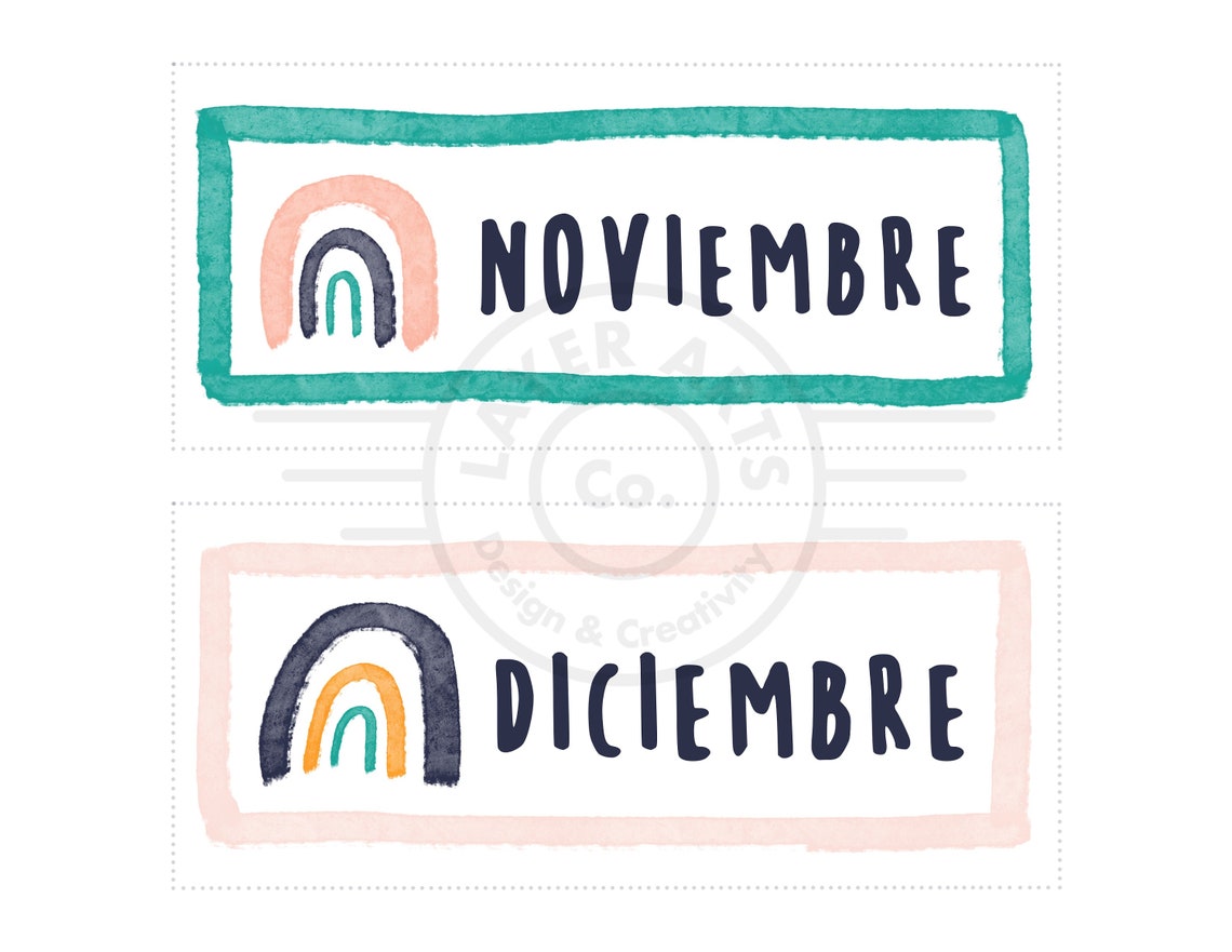 Spanish Months of the Year Rainbow Themed Classroom Printable | Etsy