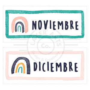 Spanish Months of the Year Rainbow Themed Classroom Printable - Los ...