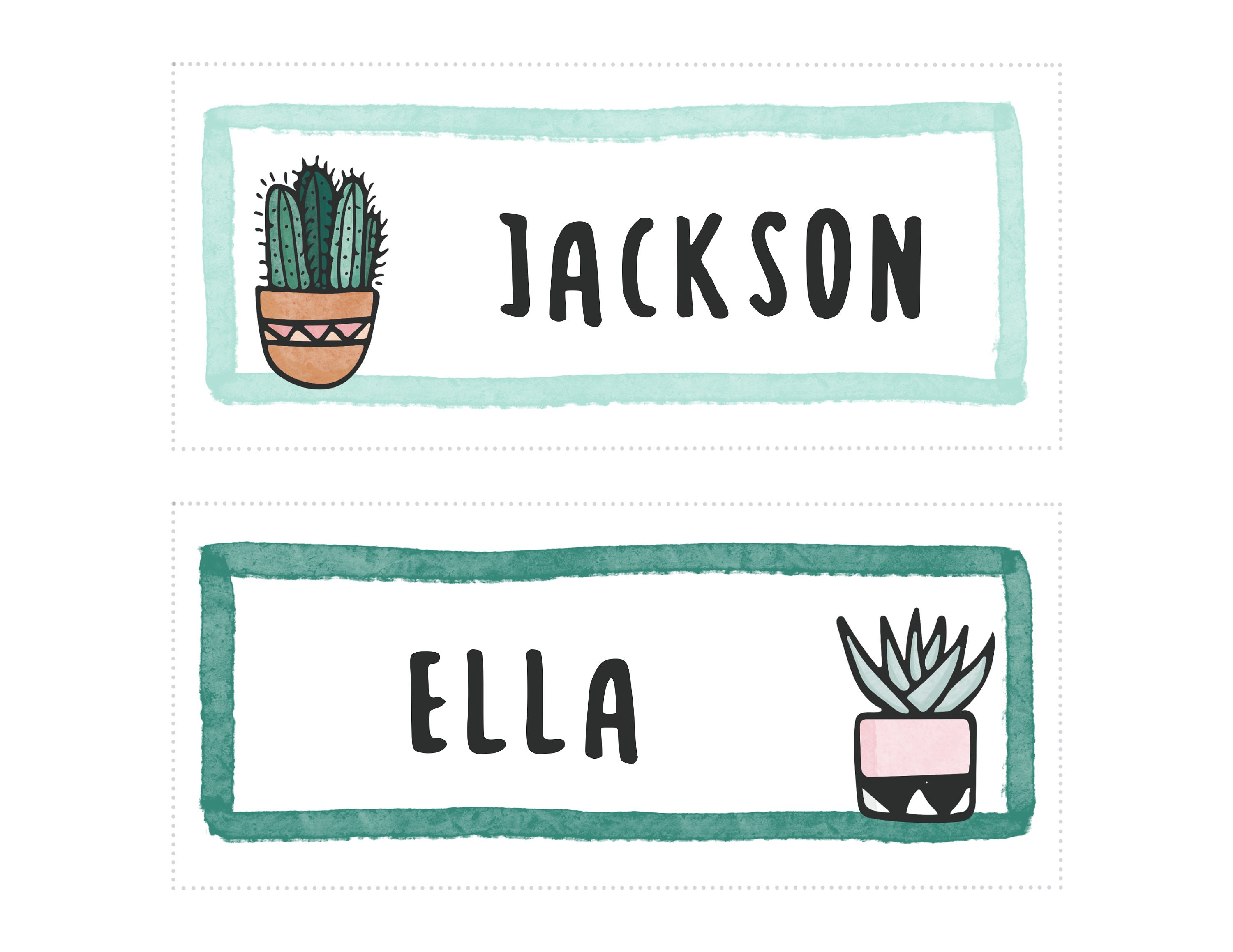Succulent and Cactus Cubby Name Tags Label Editable Plant Themed ...