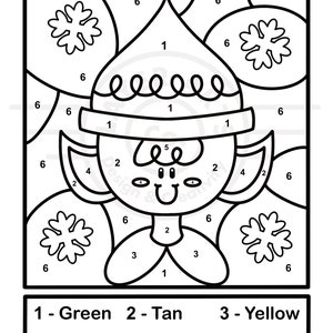 3 Christmas Color by Number Pages - Christmas Activity Pages - Elf ...