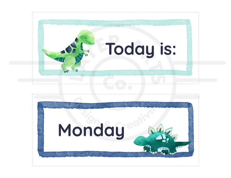 BUNDLE Pocket Dinosaur Calendar Days of the Week Months of | Etsy