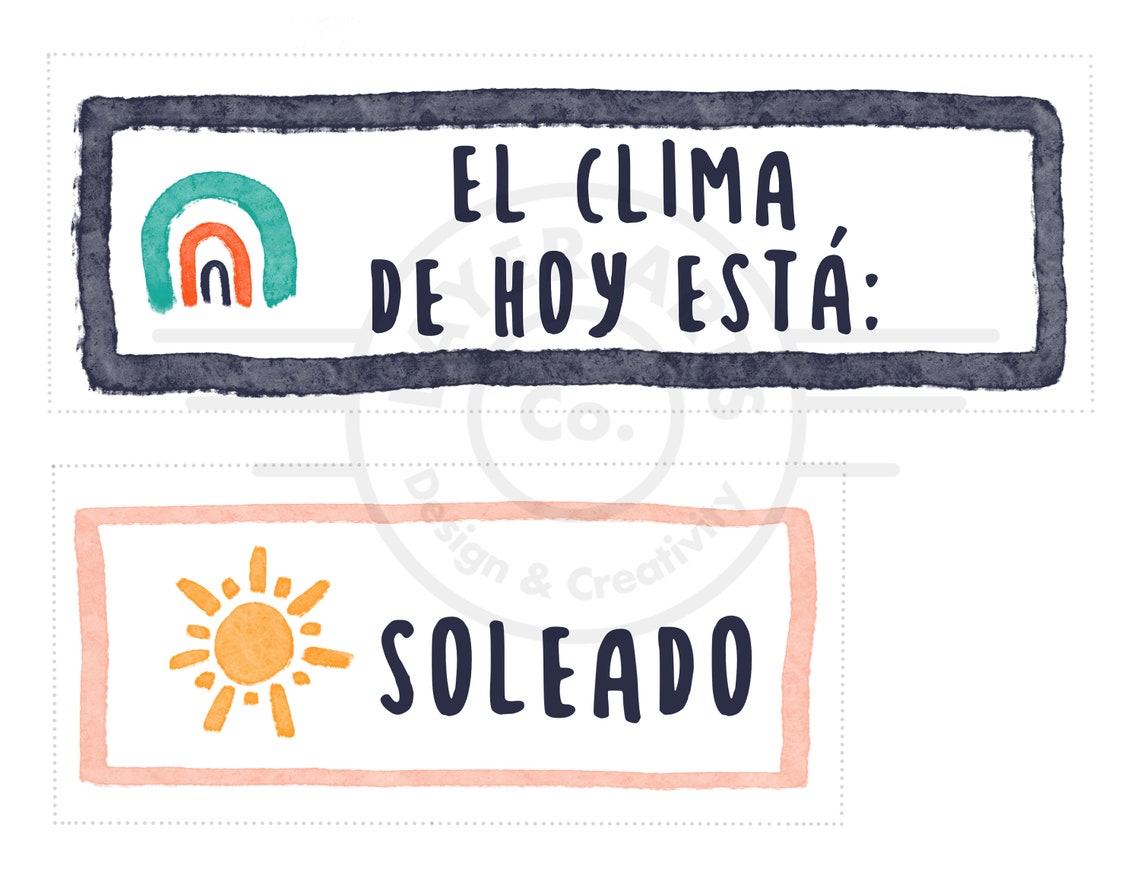 Spanish Weather Rainbow Themed Classroom Printable El Clima - Etsy