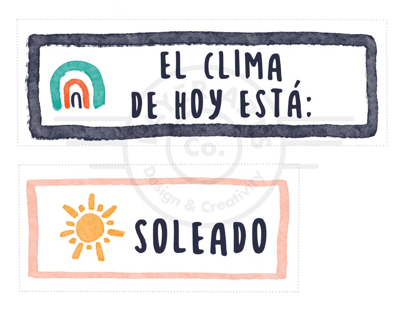 Spanish Weather Rainbow Themed Classroom Printable El Clima - Etsy