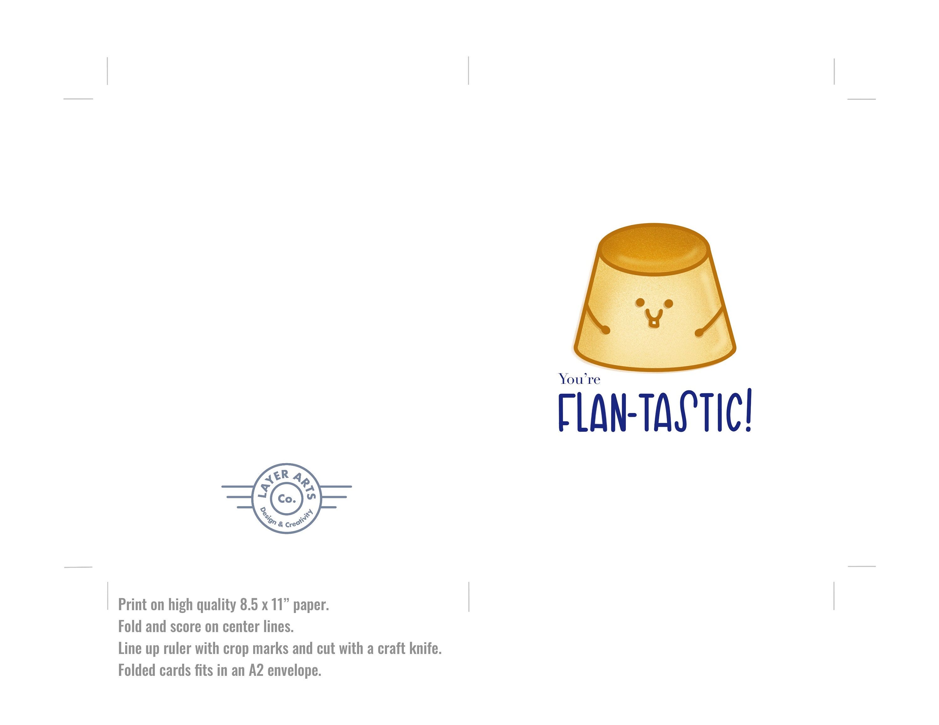 Printable Flan Greeting Card Food Puns Birthday Card - Etsy