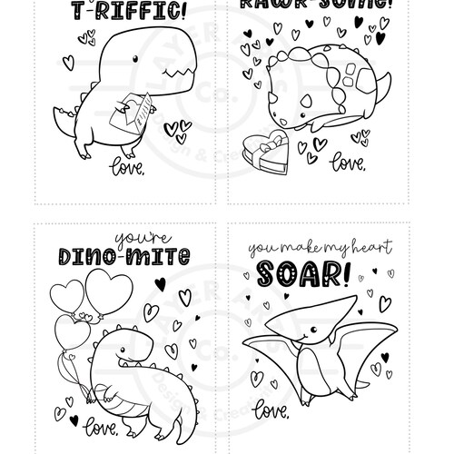 Printable Dinosaur Valentine Cards 2 // Instant Download - Etsy