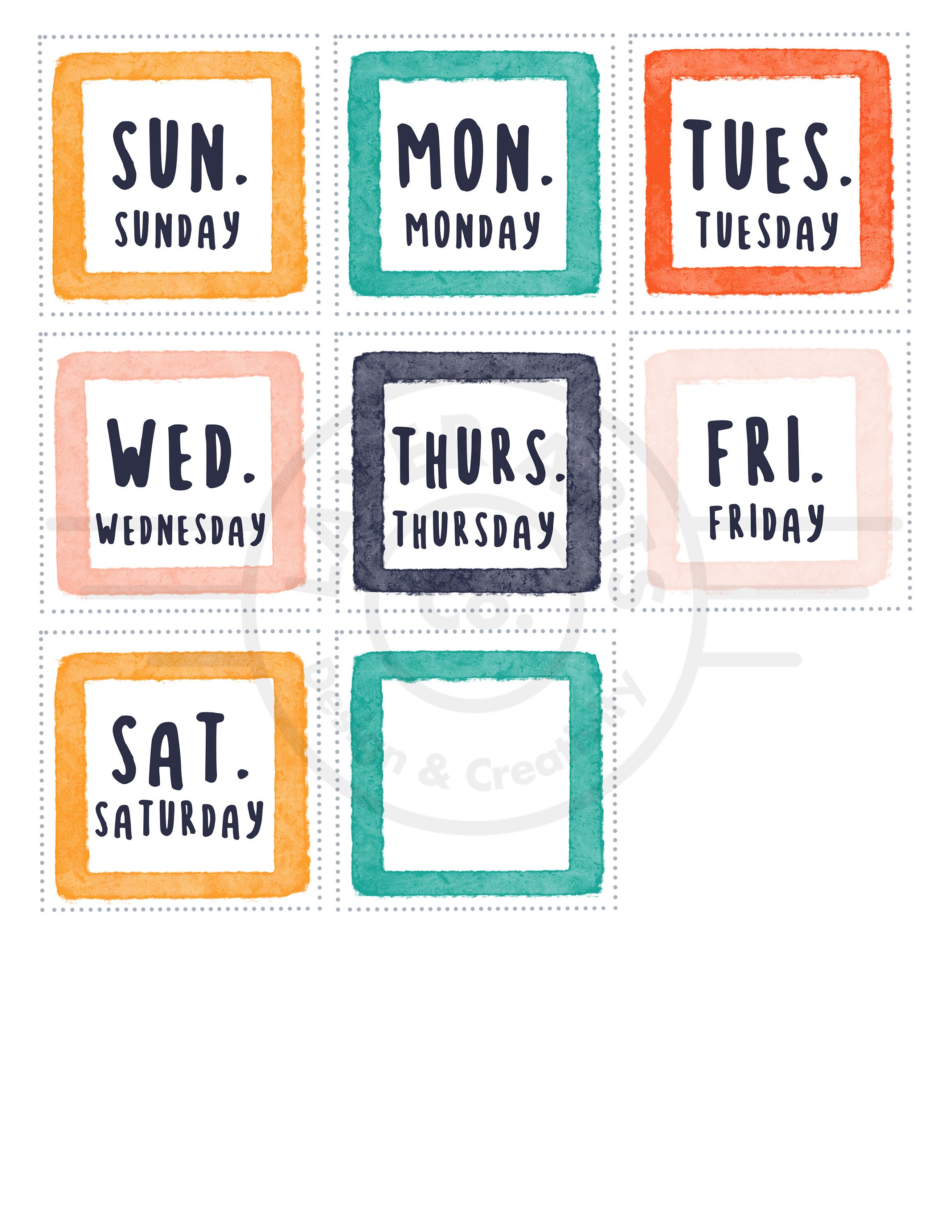 BUNDLE Pocket Calendar Days of the Week & Numbers - Etsy